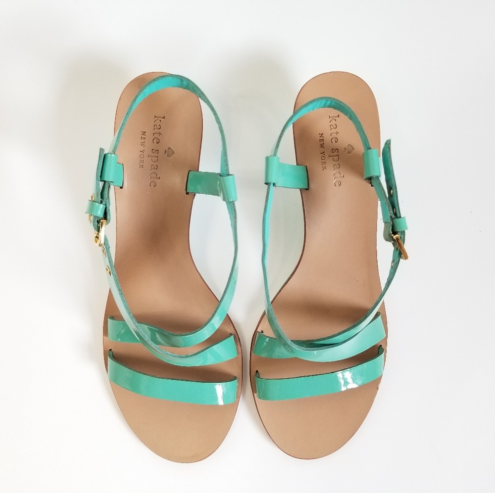 Kate Spade Turquoise Patent Leather Sandals - Gem
